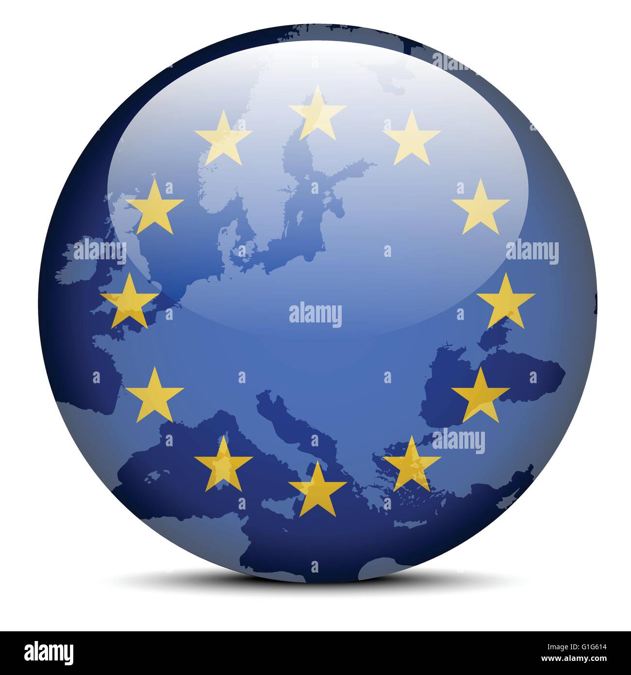 Vector Image - Map on flag button of Continent of Europe Stock Vector ...