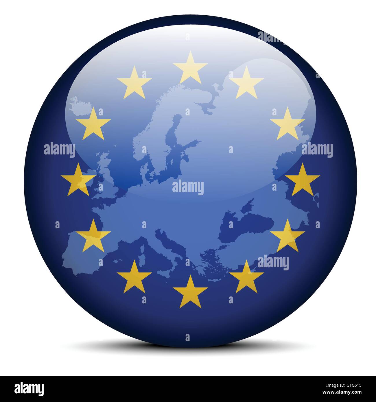 Vector Image - Map on flag button of Continent of Europe Stock Vector ...