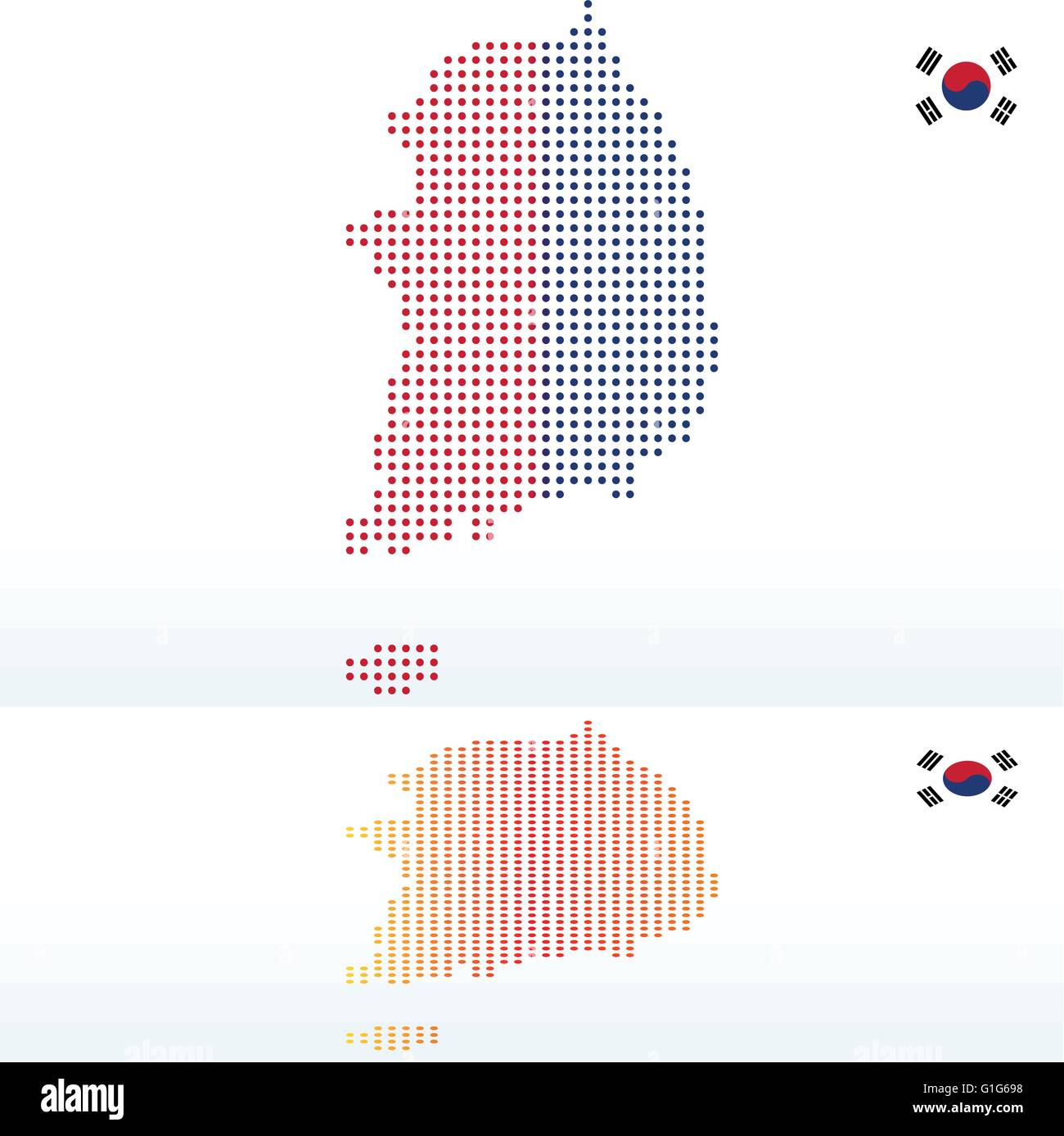 Vector Image - Map of Republic of Korea, South Korea with with Dot ...