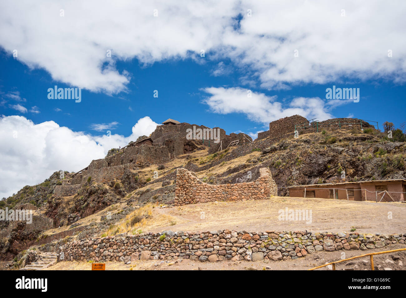 Inca architectural heritage, wall and building ruins of Pisac, Inca's ...