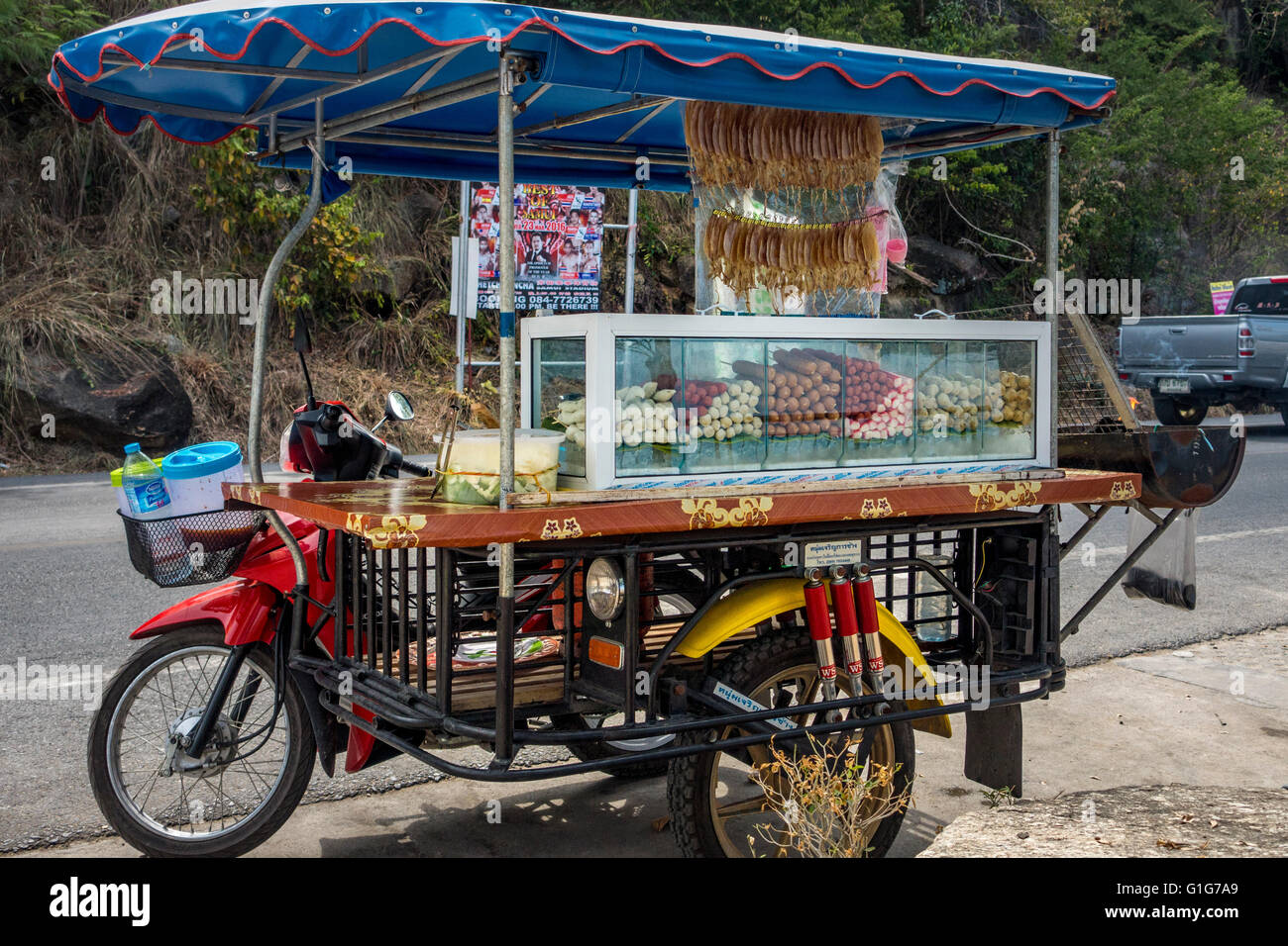 Mobile Thai Food stand near Chaweng Beach, Ko Samui, Thailand, Asia ...