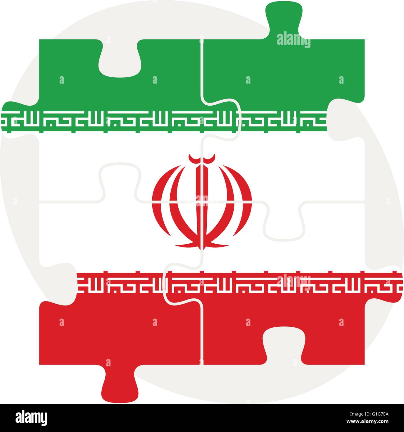 Vector illustration of Iranian Flag in puzzle isolated on white ...