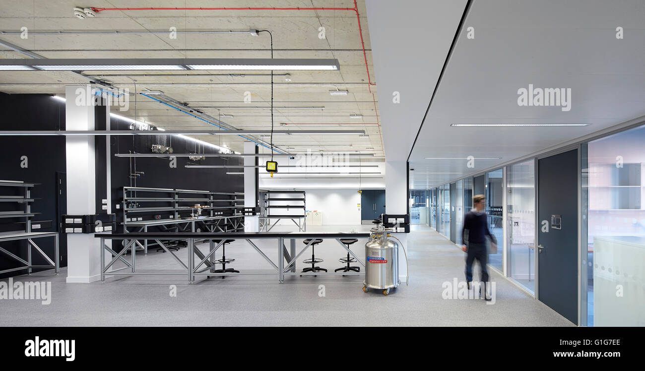 Open plan research lab with office corridor. Graphene Institute ...