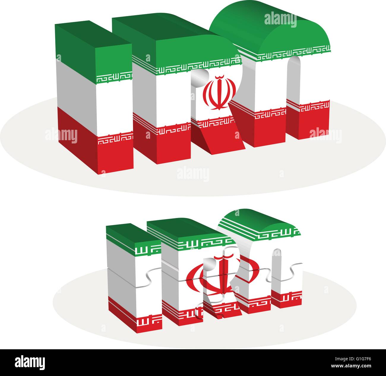 Vector illustration of Iranian Flag in puzzle isolated on white ...