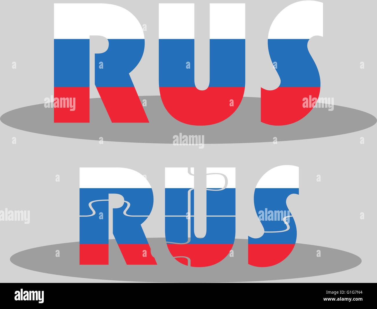 Vector illustration of Russian Flag in puzzle isolated on white ...