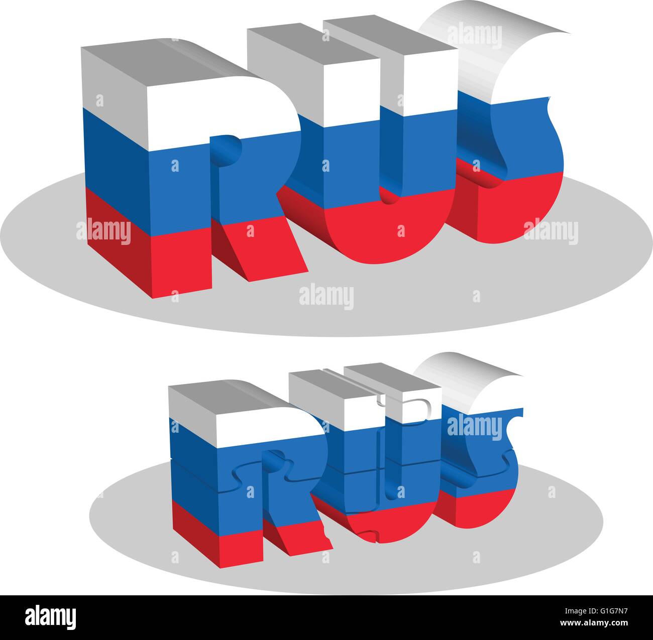 Vector illustration of Russian Flag in puzzle isolated on white ...