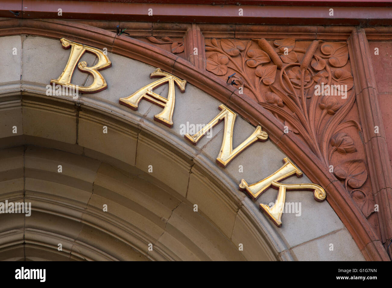Bank Sign on Building Facade Stock Photo - Alamy
