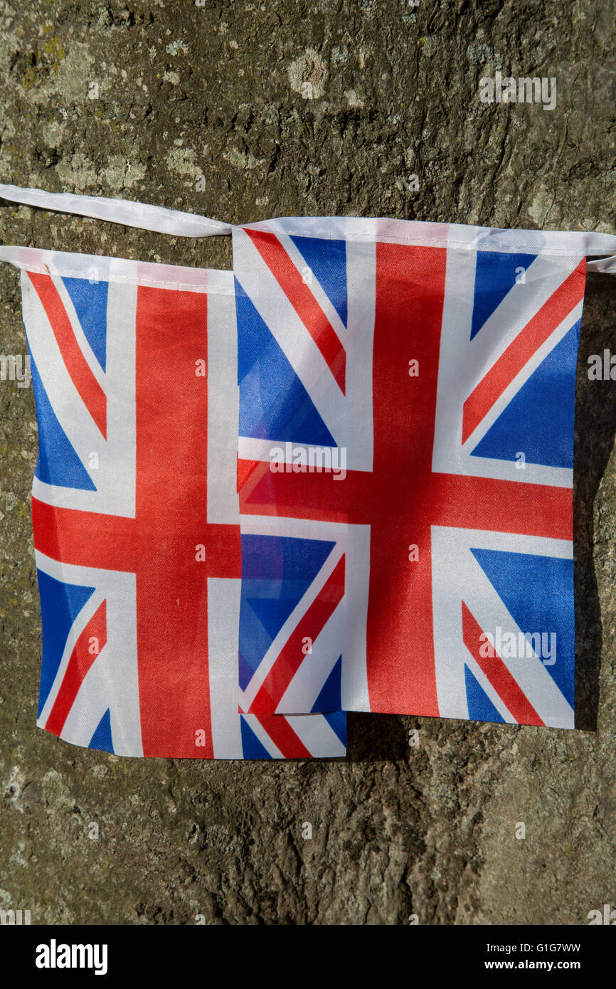 Two Union Jack Flags on Tree Background Stock Photo - Alamy