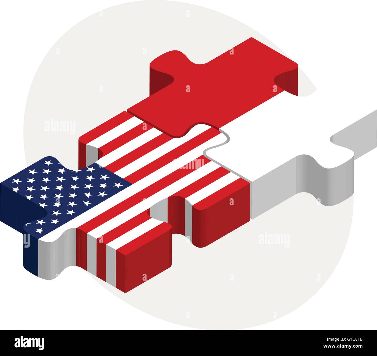 illustration of USA and Indonesia Flags in puzzle isolated on white ...