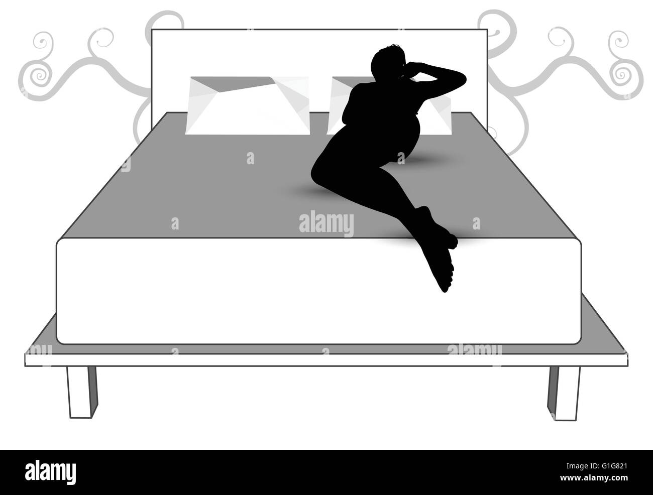 Shadow woman bed Stock Vector Images - Alamy
