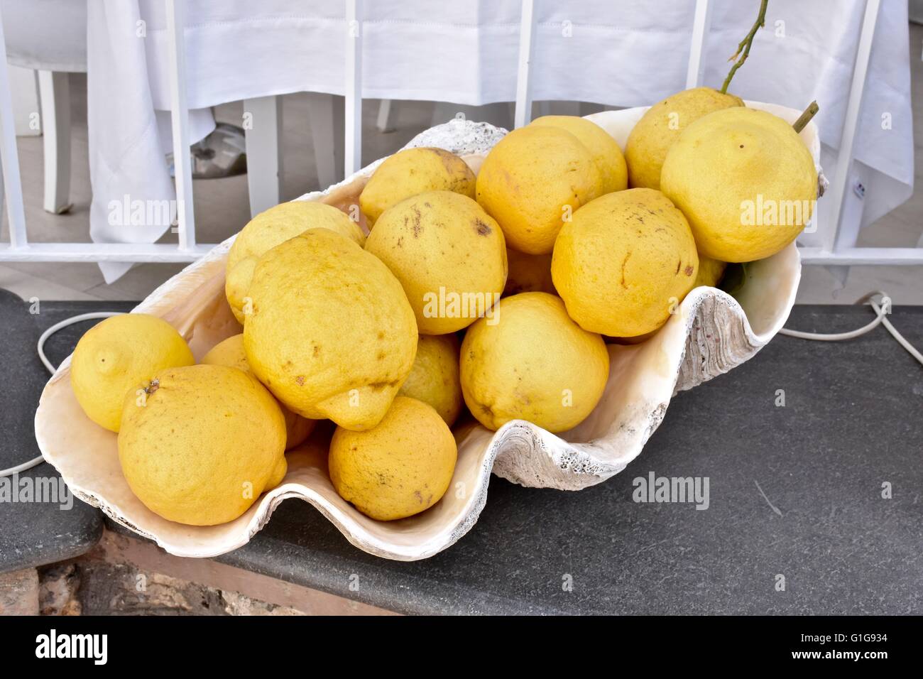 A bowl of large lemons on Capri island Stock Photo - Alamy