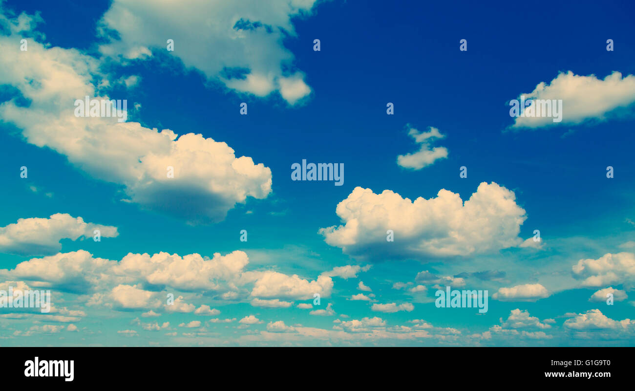 White fluffy clouds over blue sky, filtered instagram look Stock Photo ...
