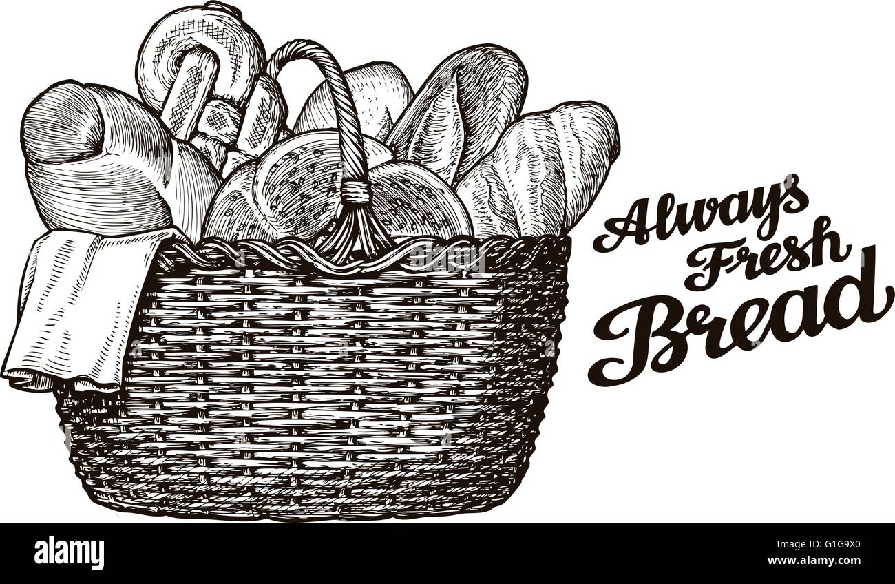 bread, bakery. hand drawn sketch food. vector illustration Stock Vector ...