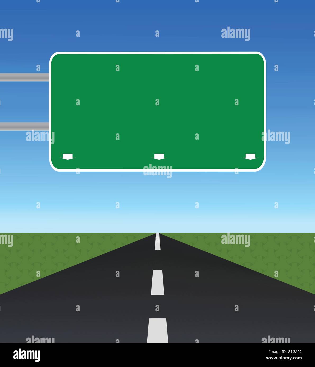 empty road through fields with blank road-sign (highway Stock Vector ...