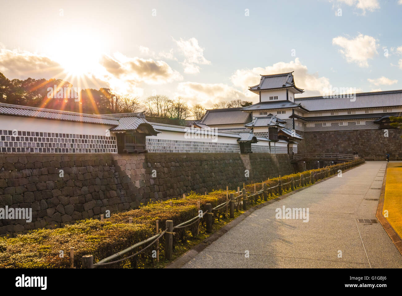 Kanazawa, Japan - 15 February, 2015: Kanazawa Castle is a large, well ...