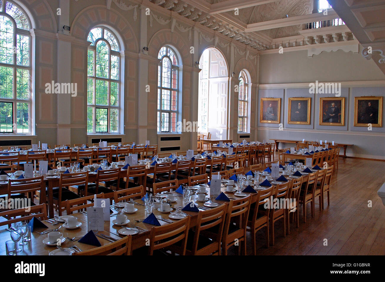 The dining hall at Newnham College, Cambridge University, a ladies only ...