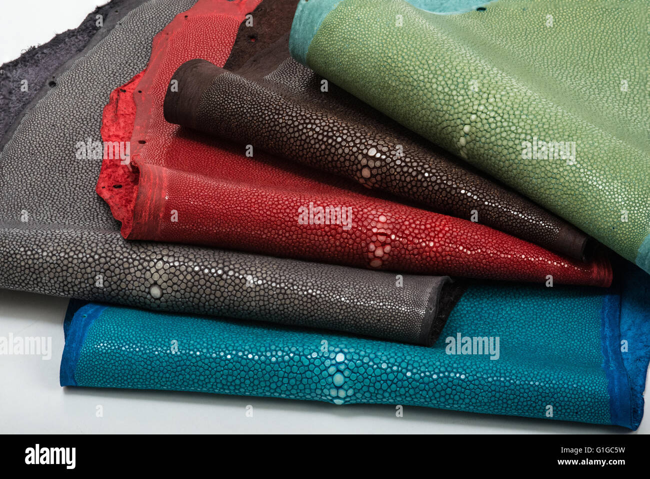 Stingray exotic hide, leather, skins, five colours Stock Photo - Alamy