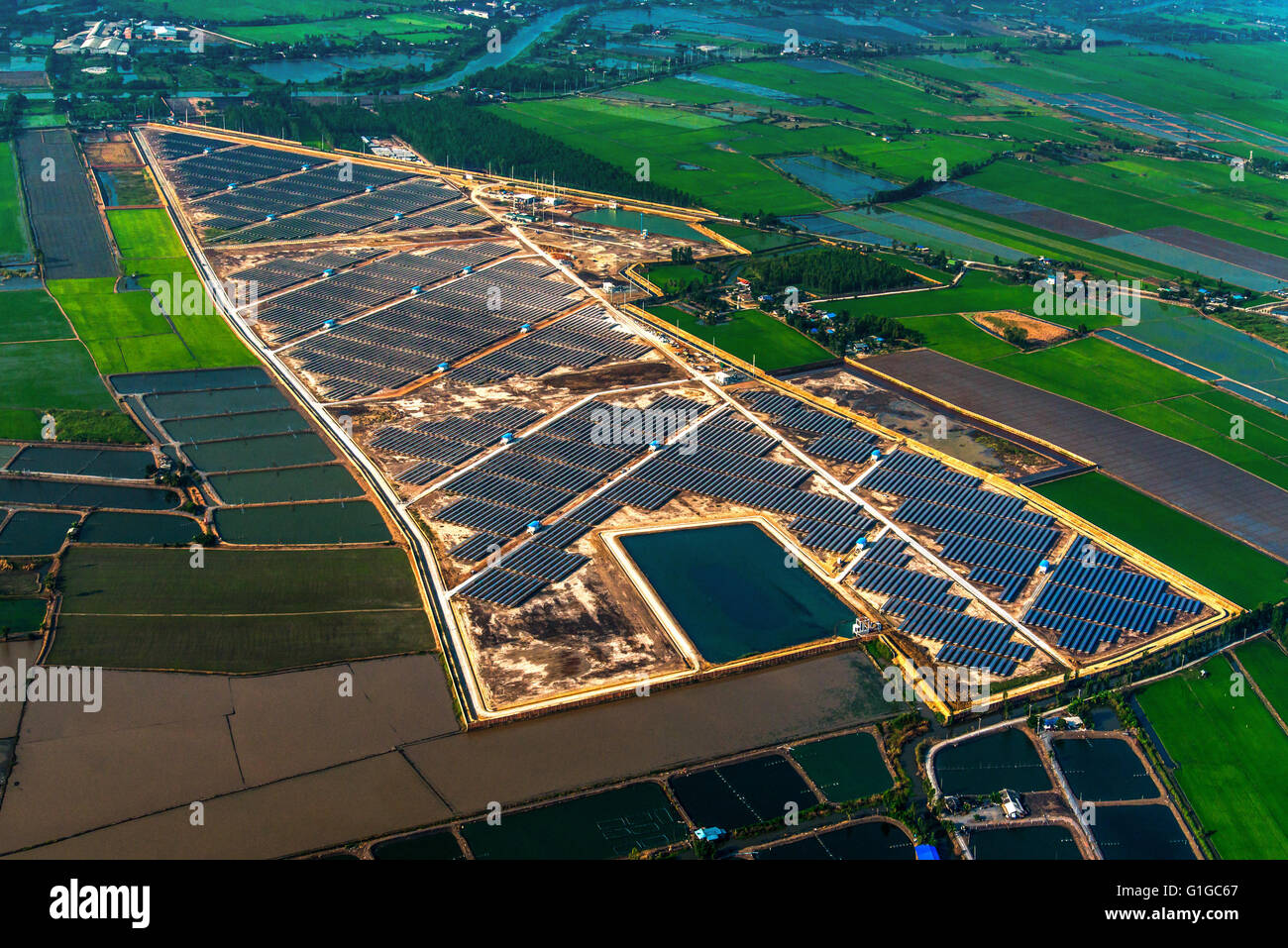 Solar farm, solar panels from the air Stock Photo - Alamy