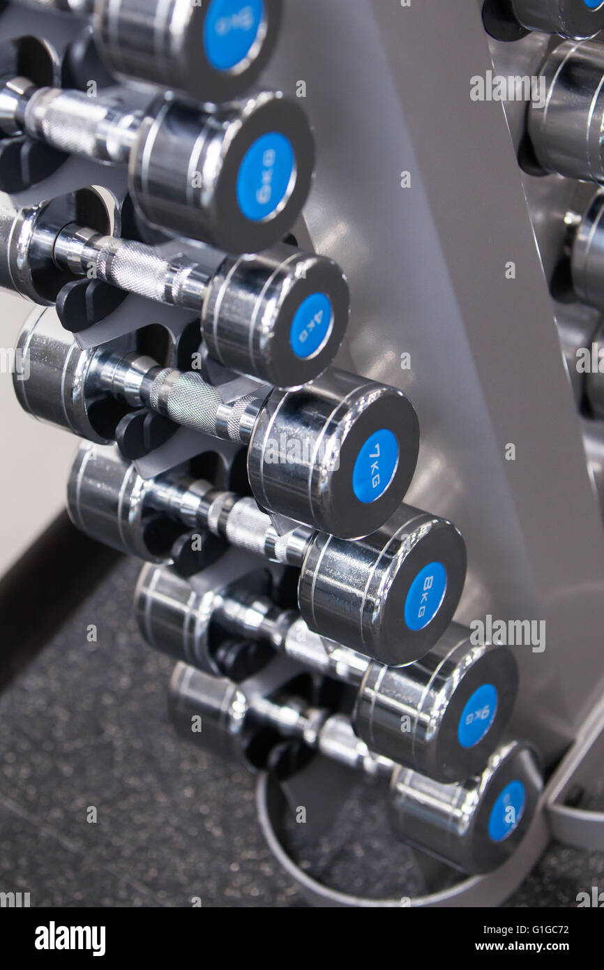 set of weights in the gym Stock Photo - Alamy