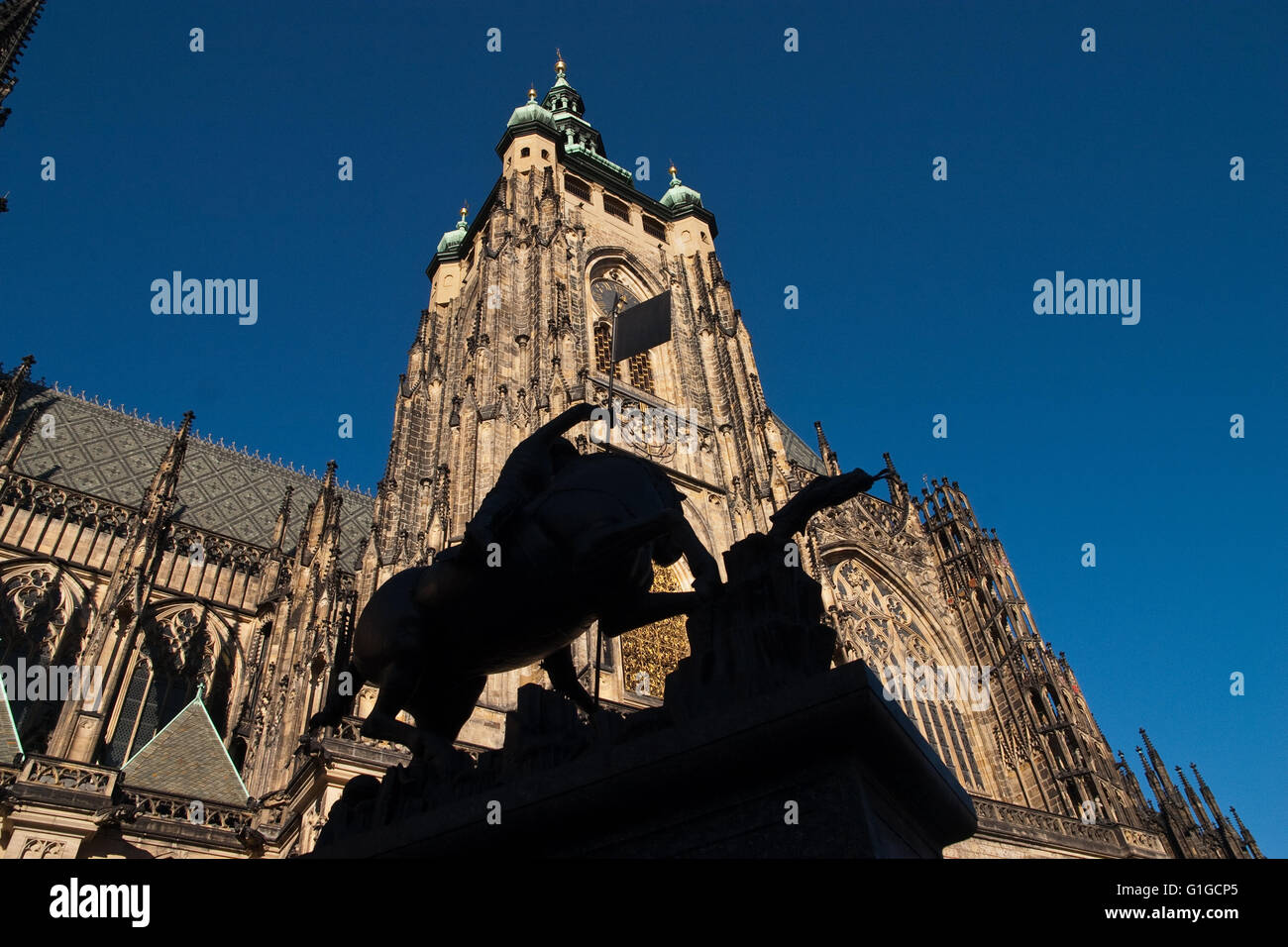 Statue in front of St. Vitus Cathedral in Prague Stock Photo - Alamy