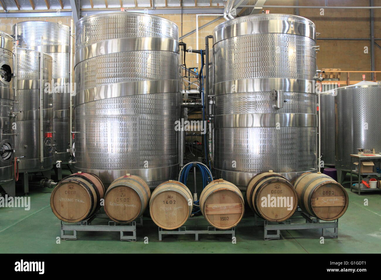 Wine-making vats, Denbies Wine Estate, Dorking, Surrey Hills, North ...