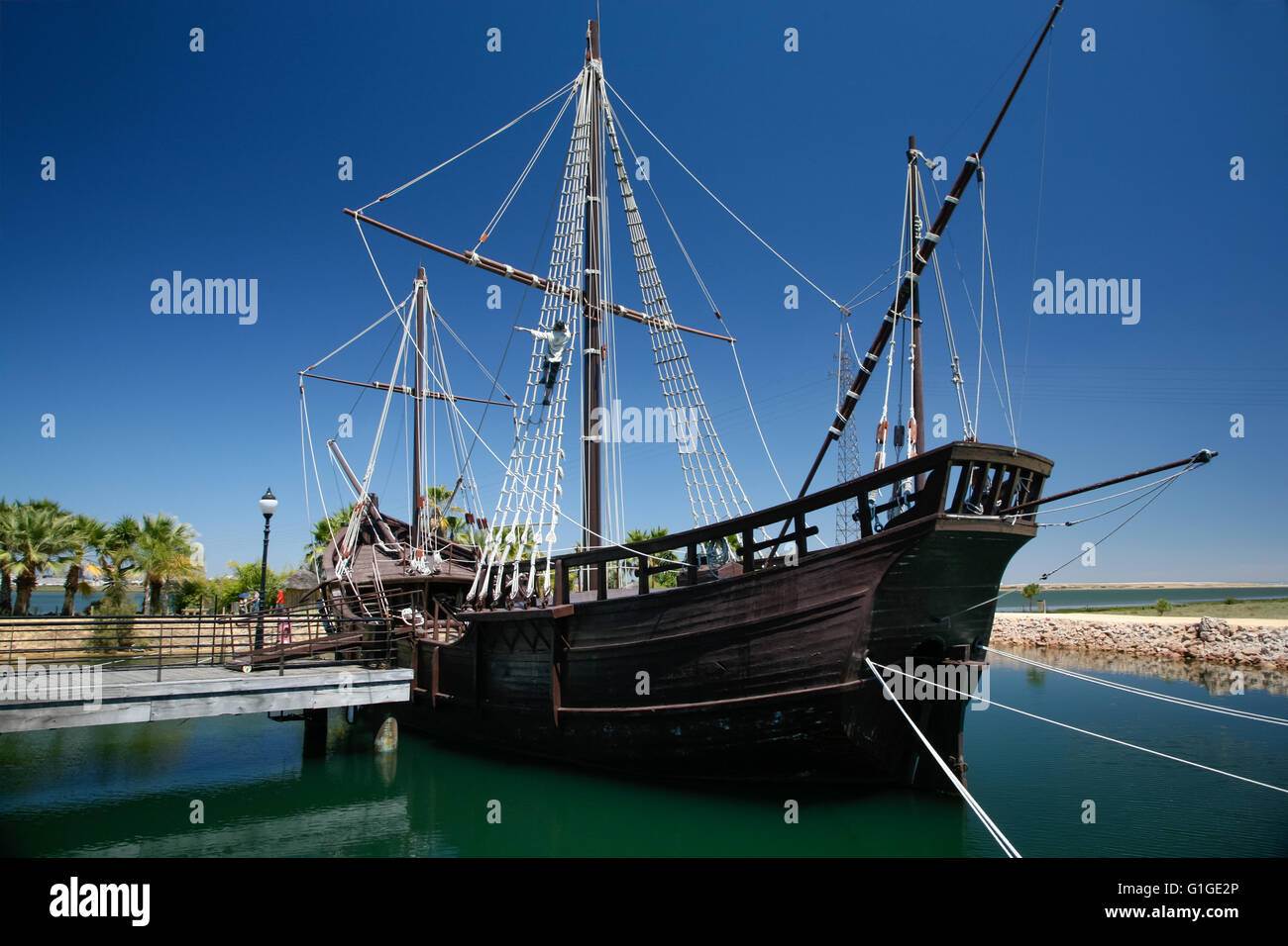 true sized replica of ancient boat named Pinta, one of the three ships ...