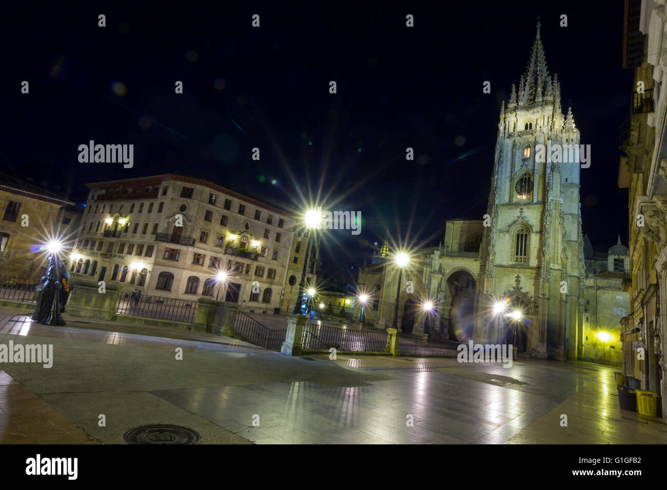 Night view of famous Cathedral of the city of Vigo, Spain Stock Photo ...