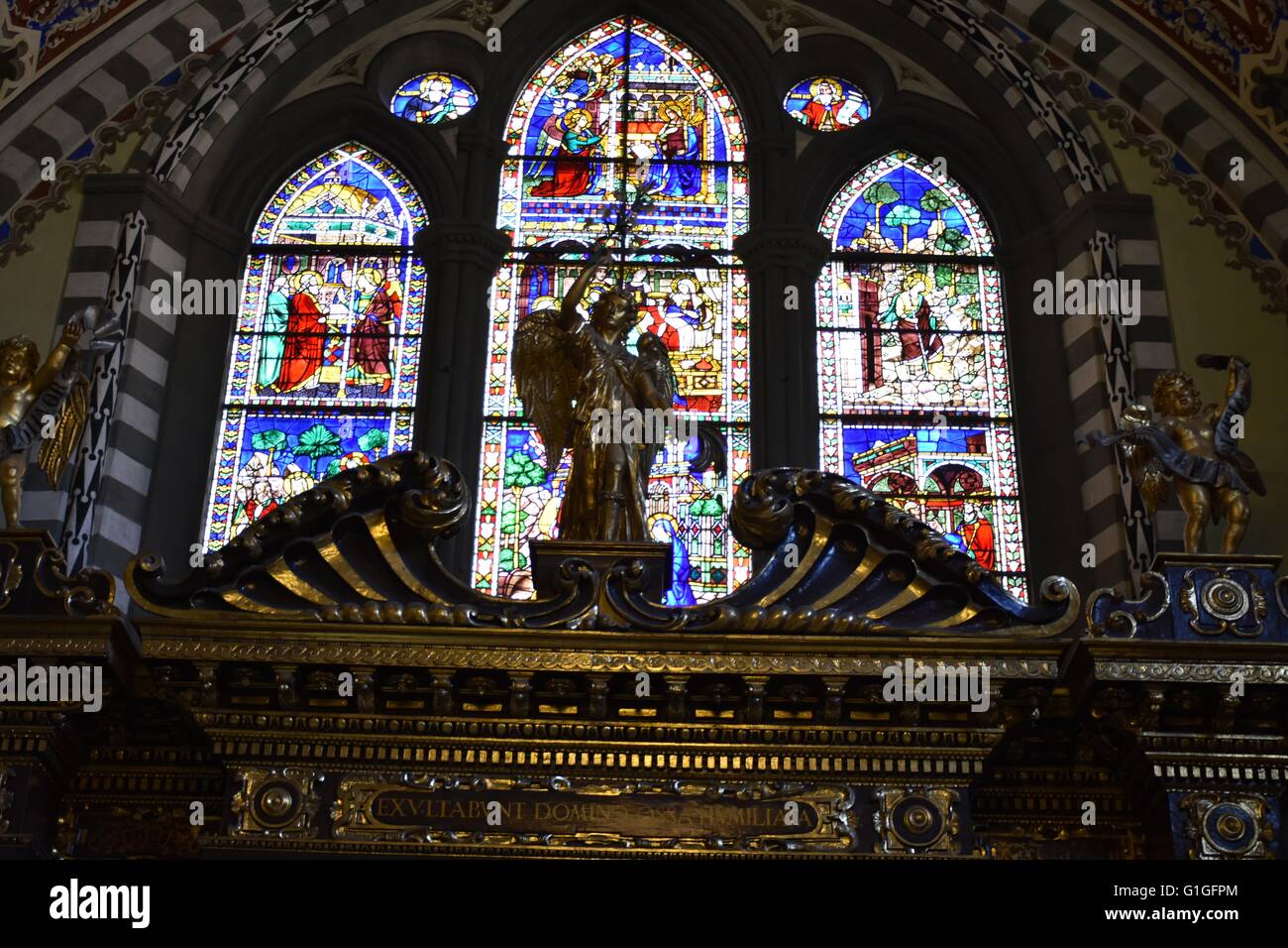 Stained glass in a beautiful cathedral in Florence Italy Stock Photo ...