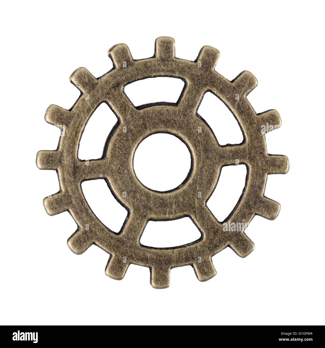 Small gear isolated on a white background Stock Photo - Alamy