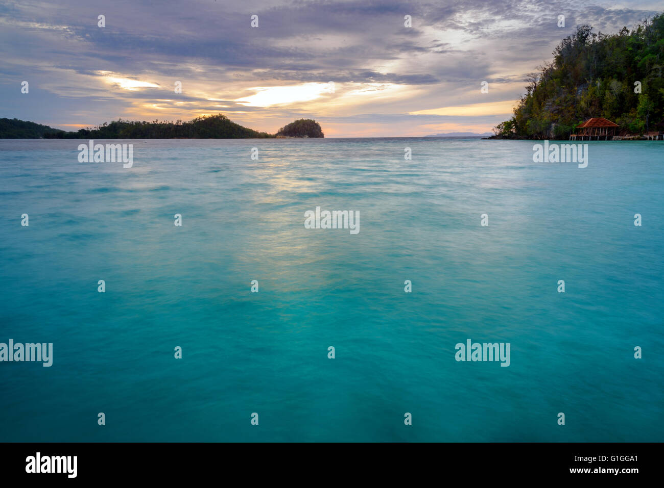 Sea and sky at sunset. Togean Islands or Togian Islands in the Gulf of ...