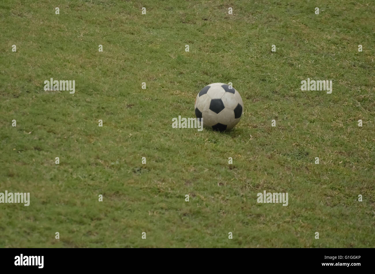Soccer ball in empty field Stock Photo - Alamy