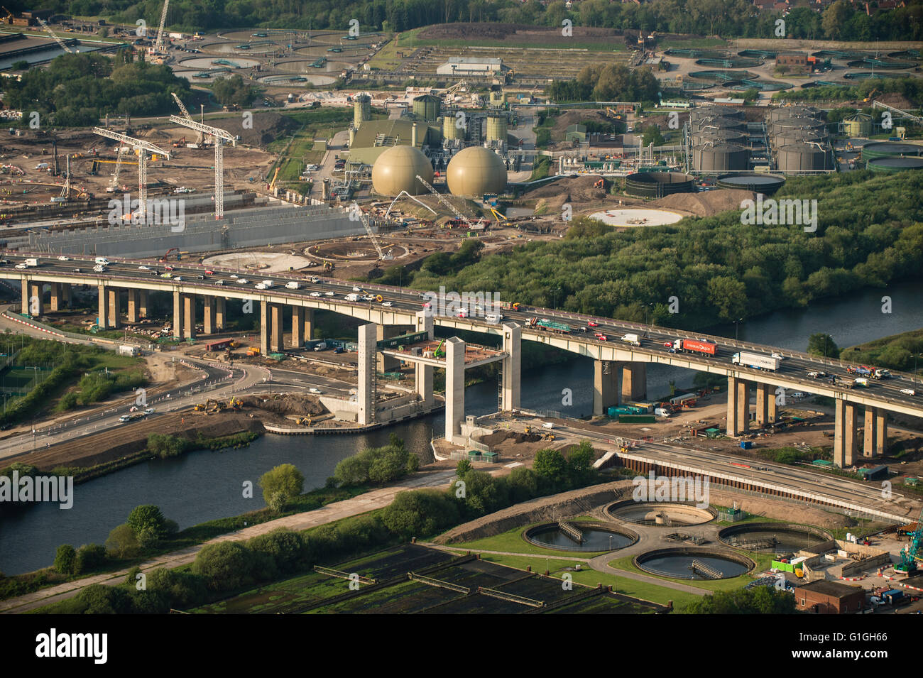 Aerial photo of Barton Lift Bridge under construction over the ...