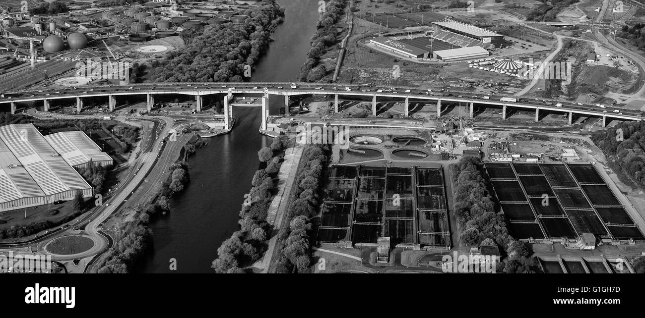 Aerial photo of Barton Lift Bridge under construction over the ...