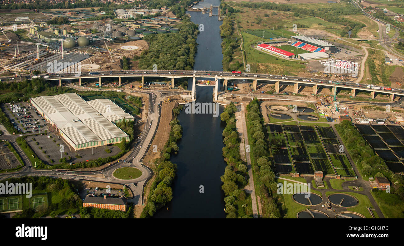 Aerial photo of Barton Lift Bridge under construction over the ...