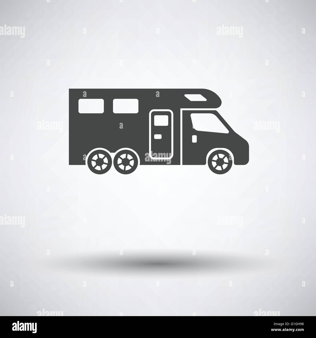 Camping family caravan icon on gray background with round shadow ...
