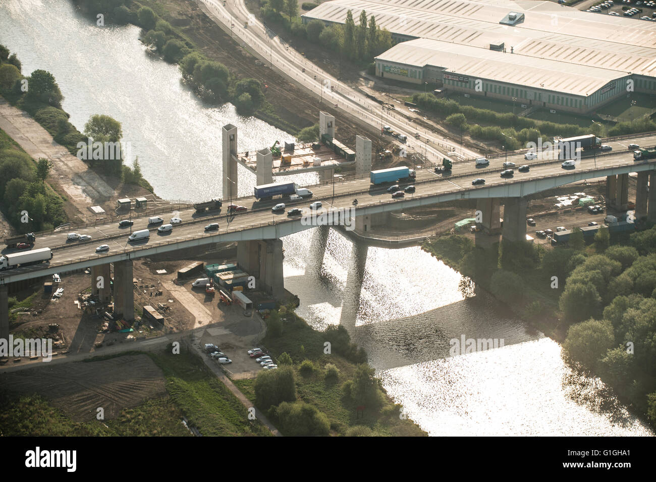 Photo of Barton Lift Bridge prior to the catastrophic structural ...