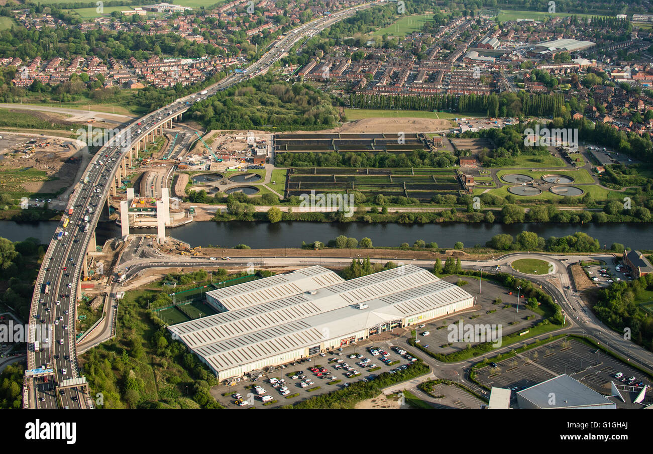 Aerial Photo of M60 Motorway at Barton Bridge crossing the Manchester ...