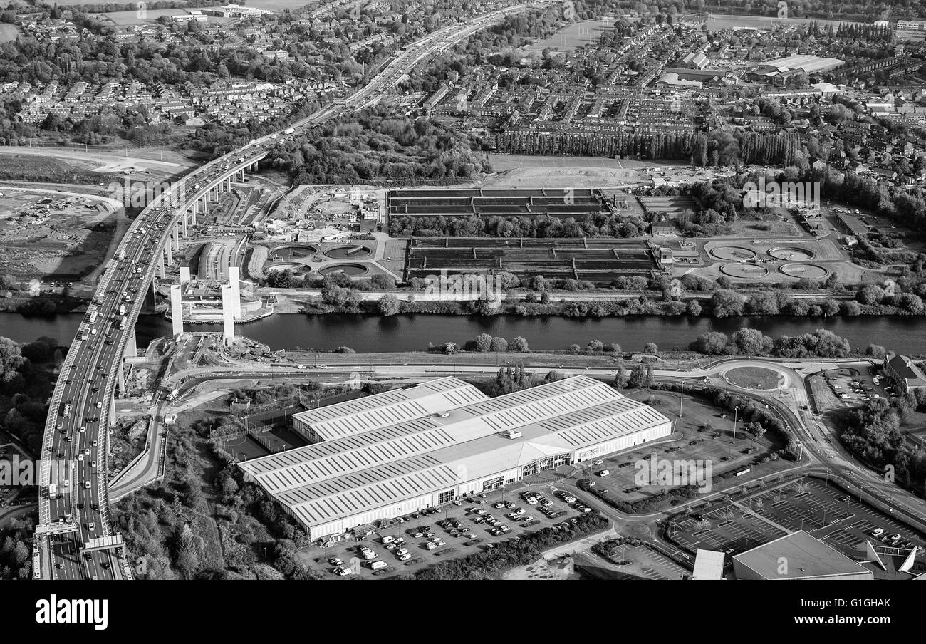Aerial photo of Barton Lift bridge over the Manchester Ship canal ...