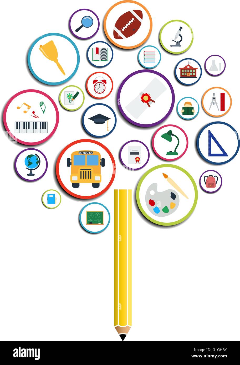 Creative school design with icons. Vector illustration Stock Vector ...