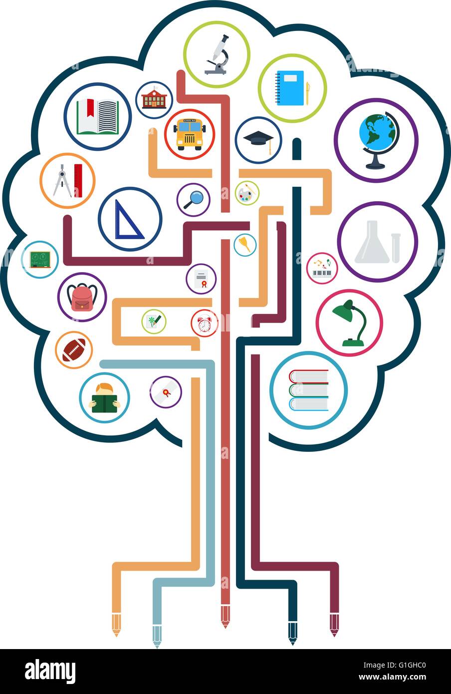 Creative school design with icons. Vector illustration Stock Vector ...