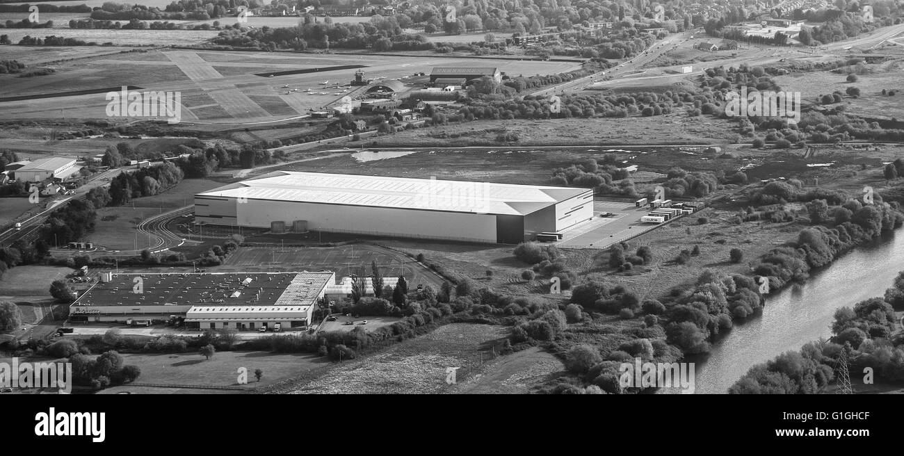 Aerial photo of Barton airport with new distribution building Stock ...