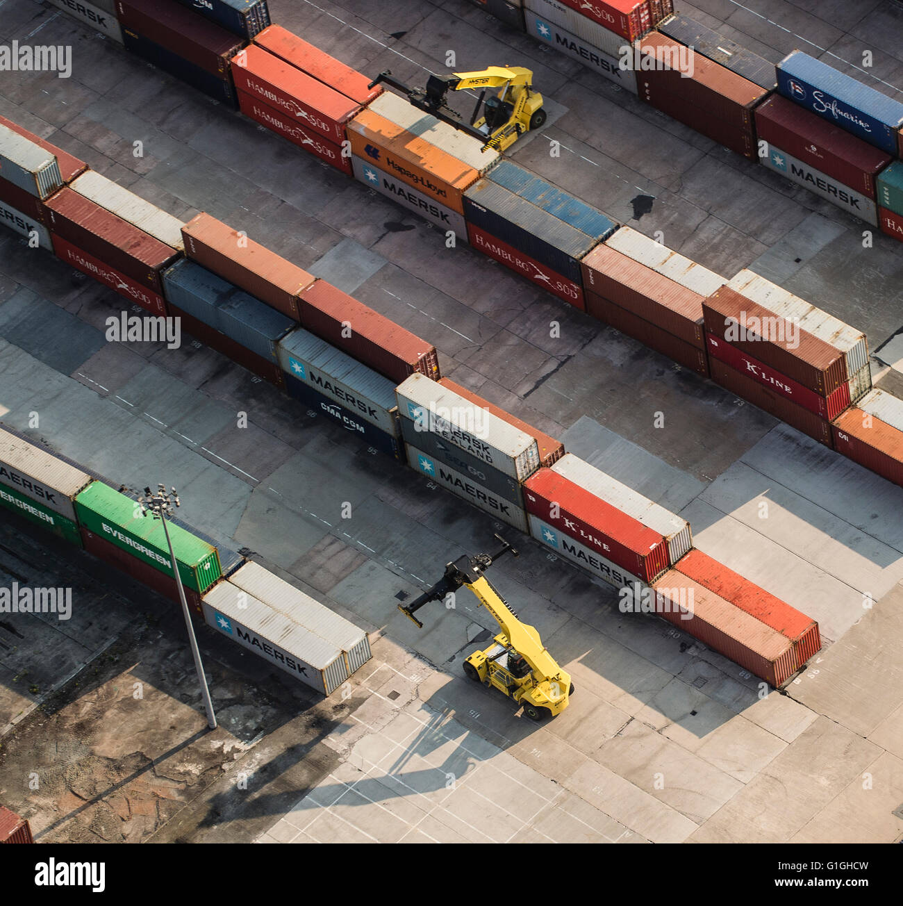 Aerial photo of container terminal with rail traffic Stock Photo - Alamy
