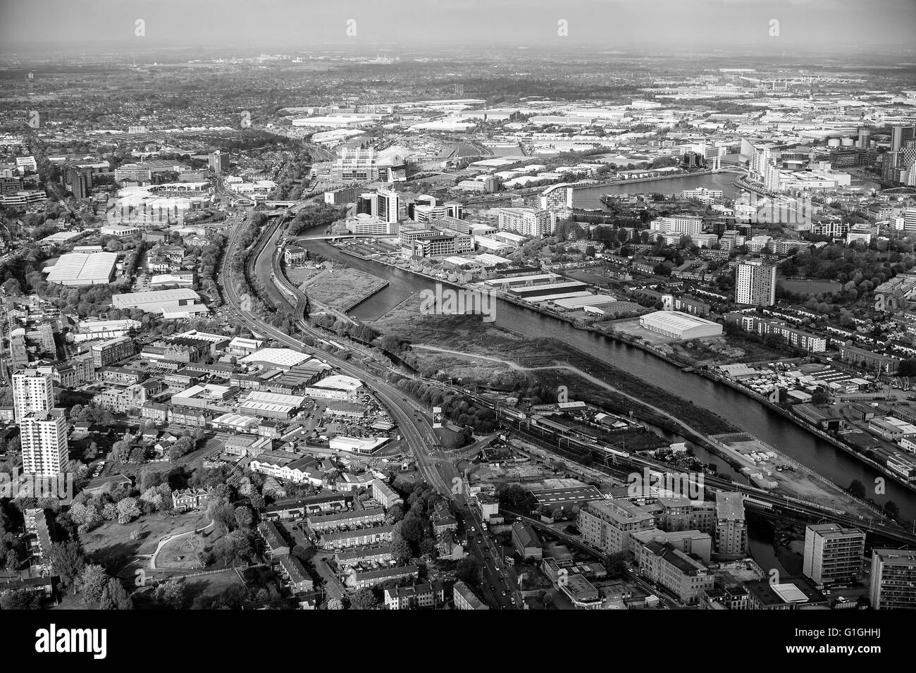 Aerial photo of Port of Manchester awaiting redevelopment Stock Photo ...