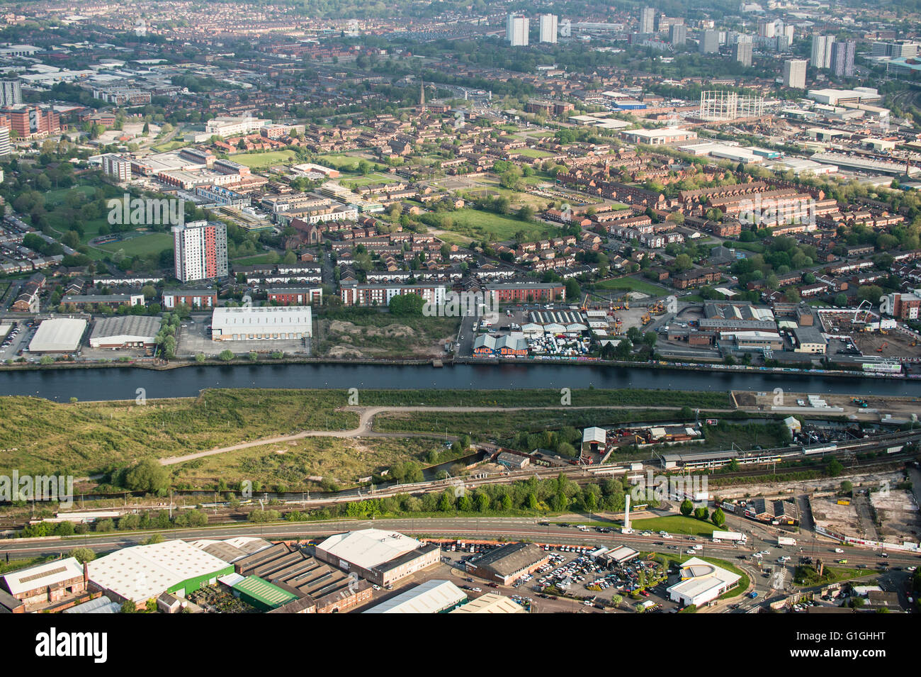 Aerial photo of Port of Manchester awaiting redevelopment Stock Photo ...