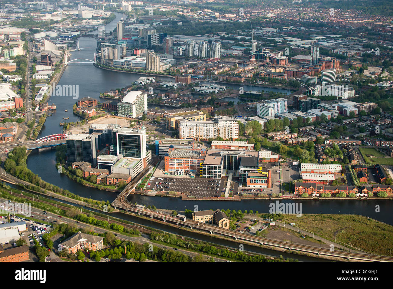 aerial photo of Manchester Docks with Salford in background Stock Photo ...