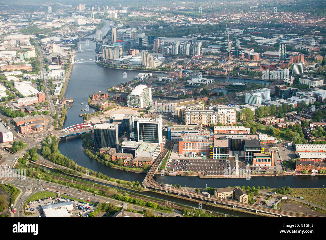 aerial photo of Manchester Docks with Salford in background Stock Photo ...