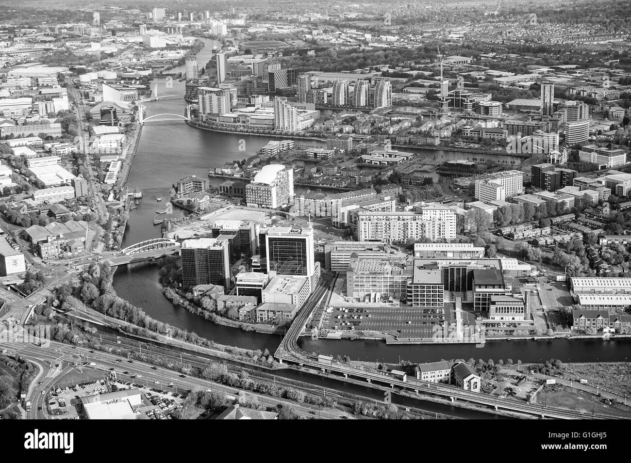 aerial photo of Manchester Docks with Salford in background Stock Photo ...