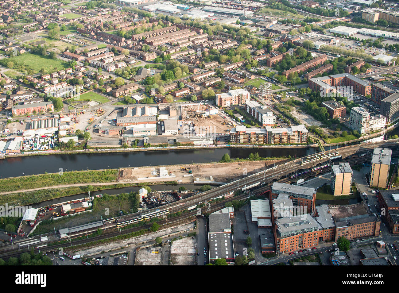 aerial photo of Manchester Docks with Salford in background Stock Photo ...