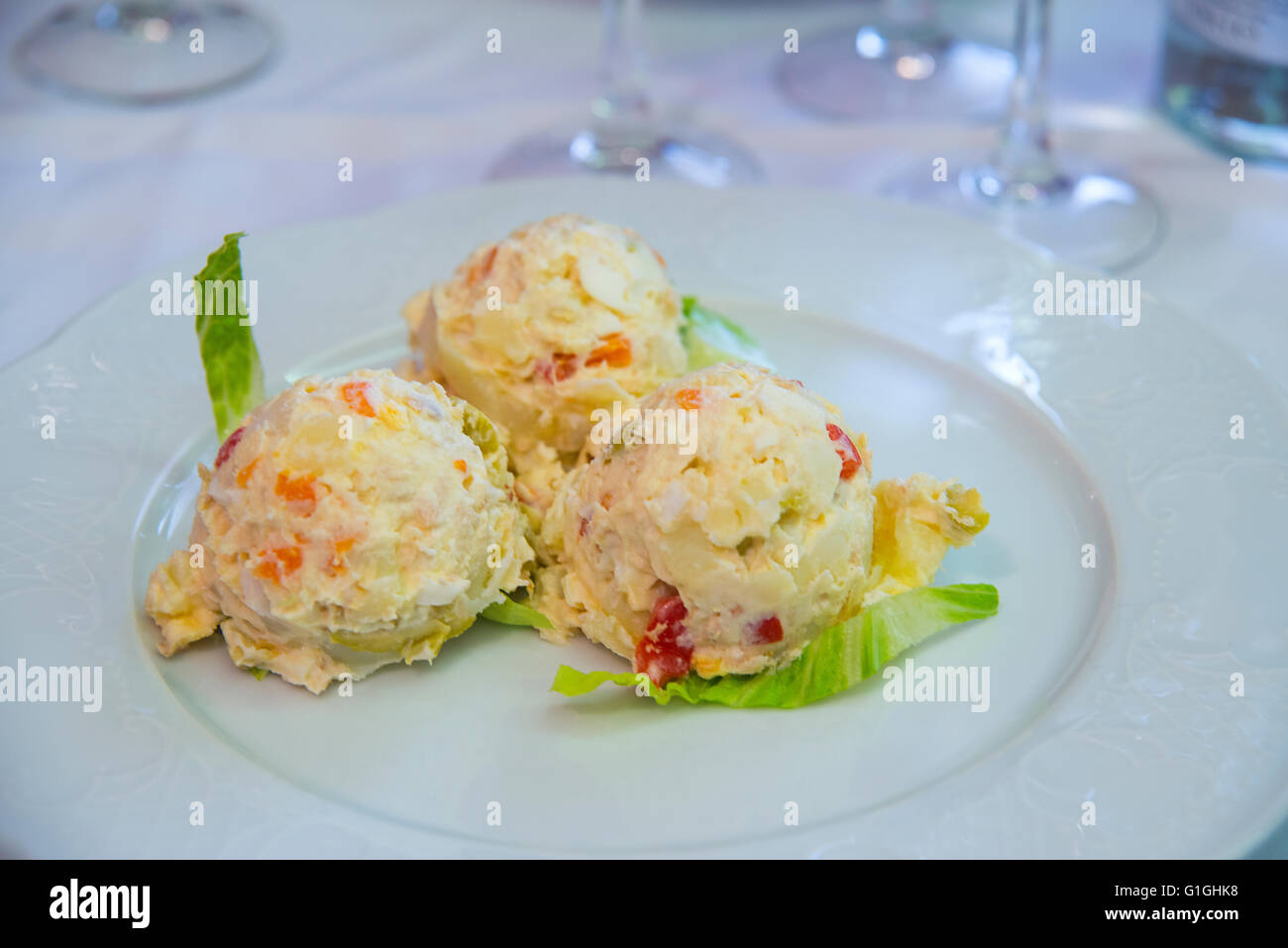 Ensaladilla rusa serving. Spain Stock Photo - Alamy