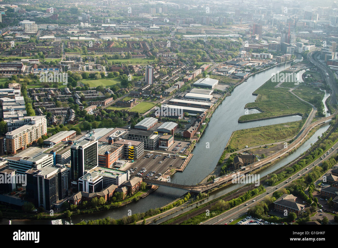 Aerial photo of Port of Manchester awaiting redevelopment Stock Photo ...